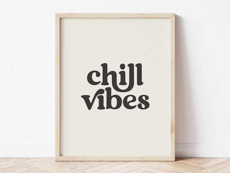 Chill Vibes Aesthetic Room Decor Wall Art Quotes Black and - Etsy