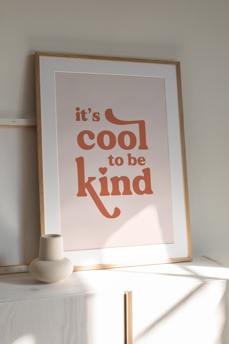 Cool to Be Kind Poster Blush Pink Wall Art Retro Wall Art - Etsy
