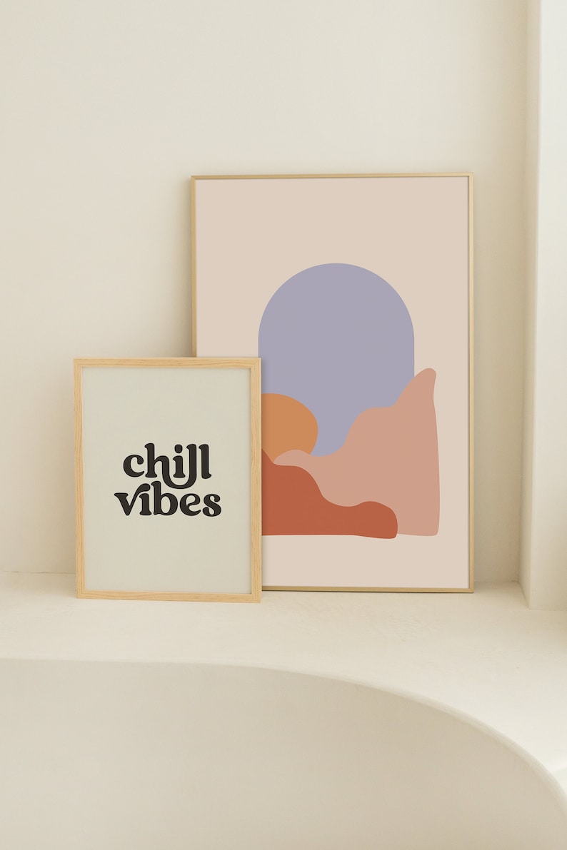 Chill Vibes Aesthetic Room Decor Wall Art Quotes Black and - Etsy