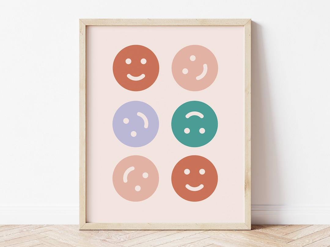 Smiley Face Print, Pastel Decor, Smiley Face Decor, Light Pink ...