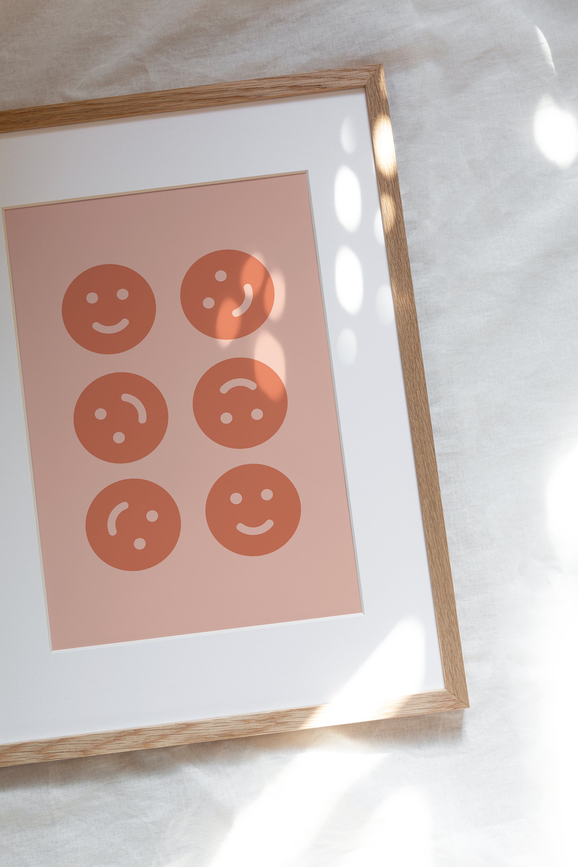 Smiley Face Print Kids Room Decor Terracotta Wall Art Blush | Etsy
