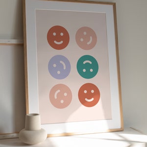 Smiley Face Print, Pastel Decor, Smiley Face Decor, Light Pink ...