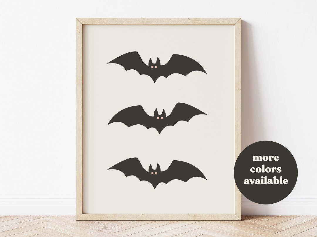 Bats Print, Halloween Art Printable, Bat Decor, Spooky Prints, Cute ...