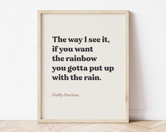 Set of 3 Rainbow Prints Dolly Parton Inspirational Quote Printable Wall ...