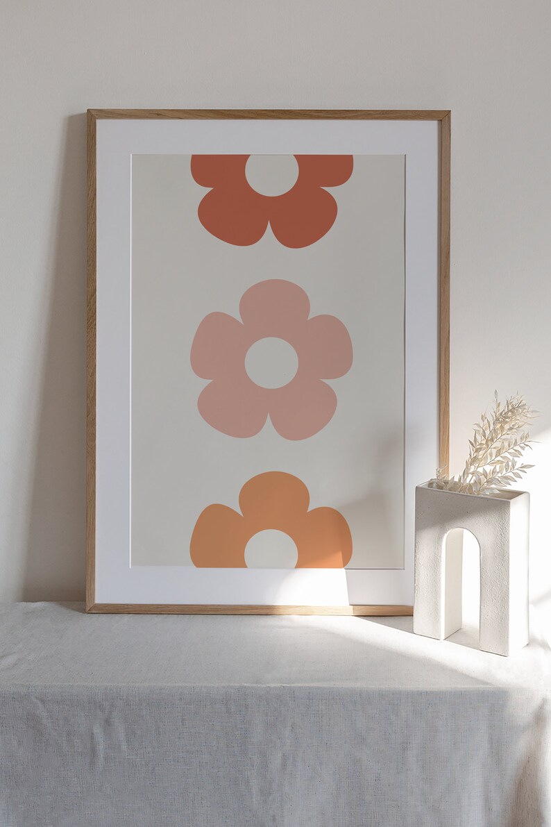 Flower Power Poster Retro Flower Print Abstract Floral Art | Etsy