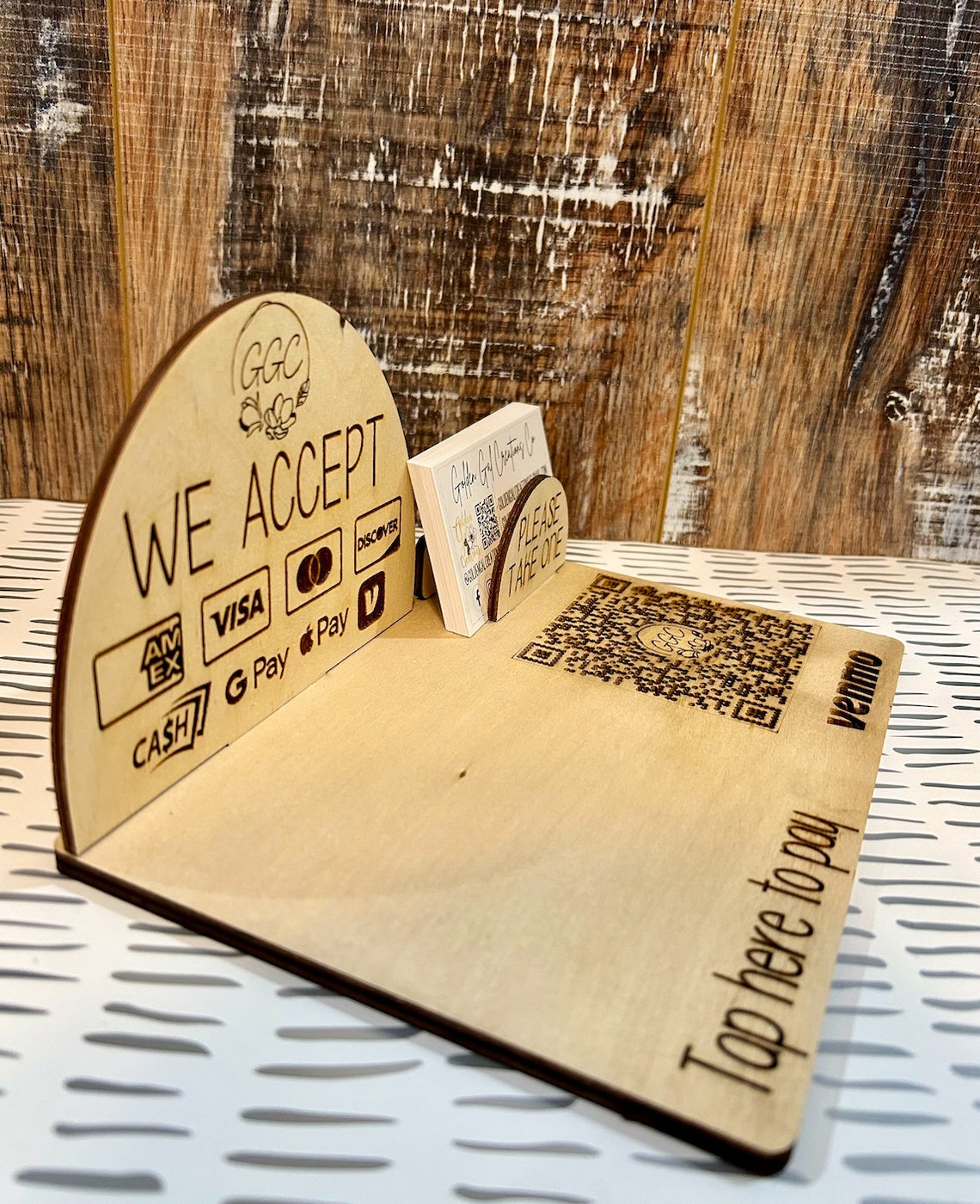 Payment Sign Display Stand QR Code Venmo Square or Shopify Reader and ...