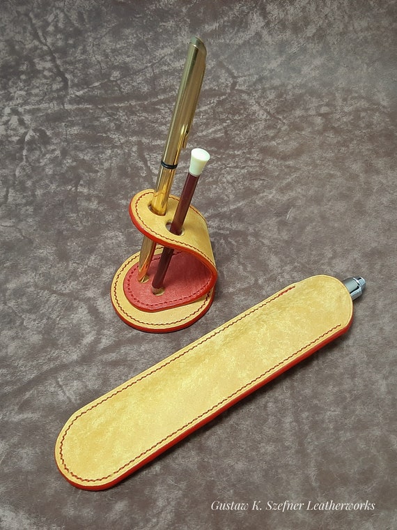 Handmade Leather Pencil Case and Desk Organizer. - Etsy UK