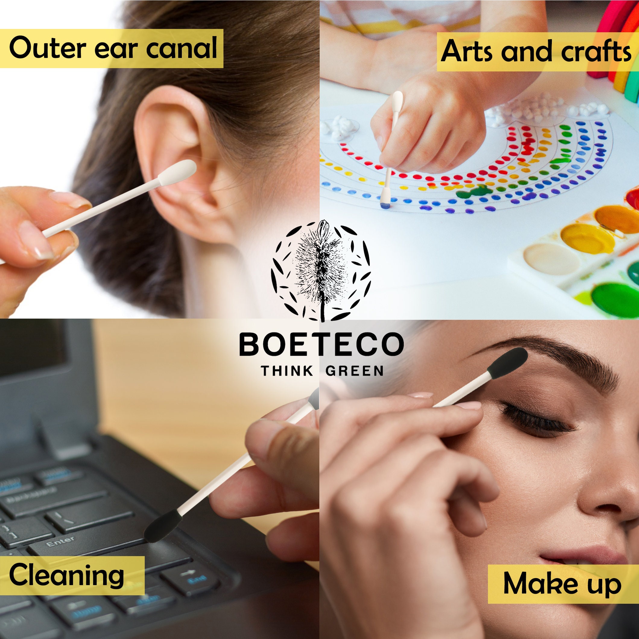 BOETECO Reusable Ear Swab and Makeup Swabs Kit. 2 Cases With 8 Reusable ...