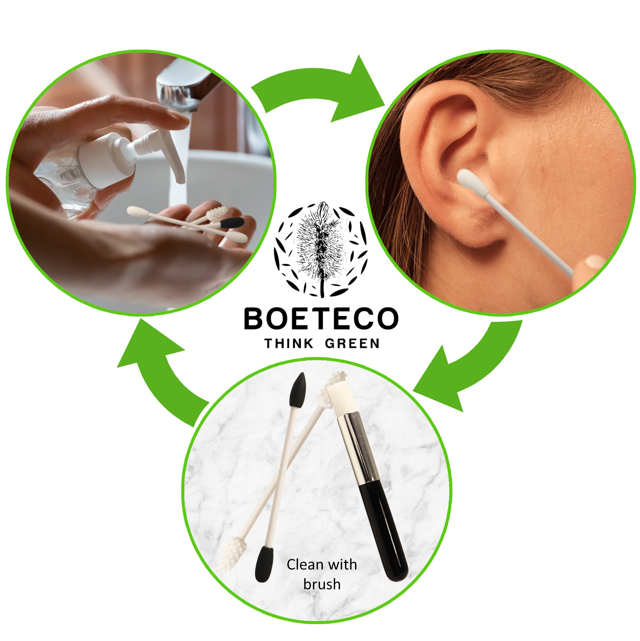 BOETECO Reusable Ear Swab and Makeup Swabs Kit. 2 Cases With 8 Reusable ...