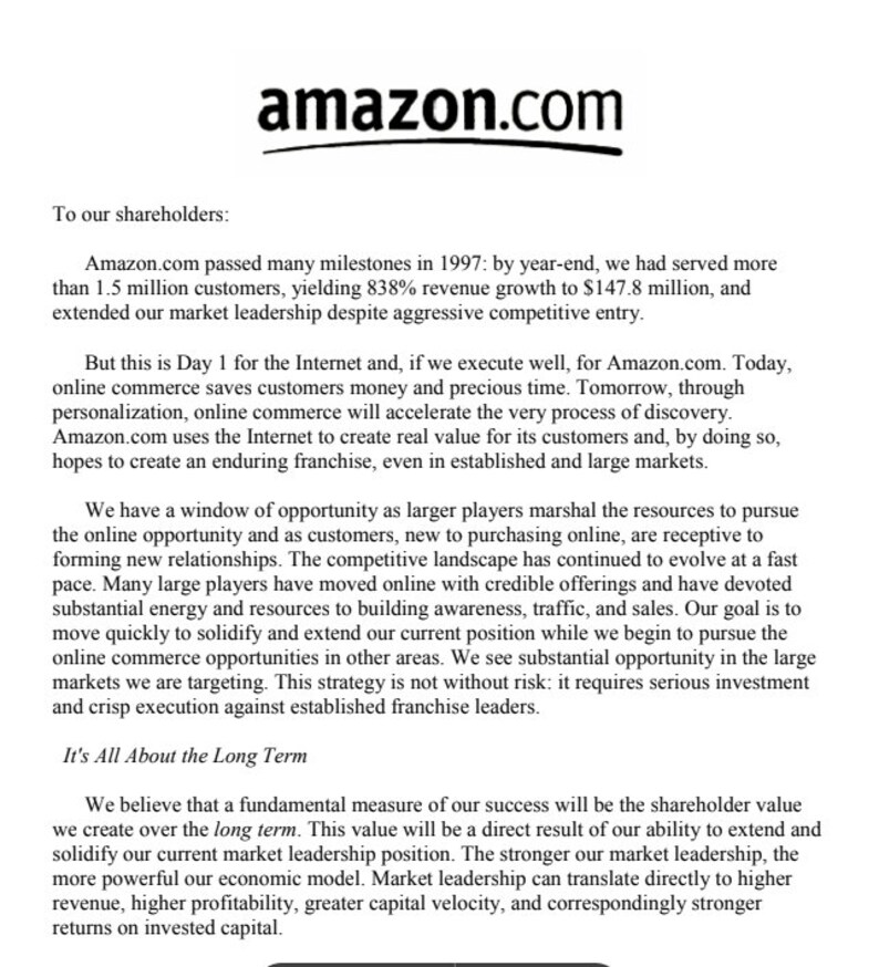 Jeff Bezos Amazon Shareholder Letters 1997-2021 PDF for Digital Readers ...
