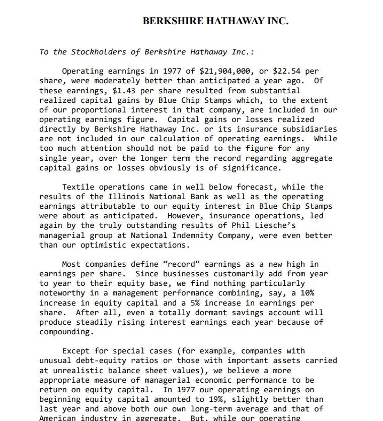 Warren Buffett Berkshire Hathaway Shareholder Letters 1977-2022 PDF for ...