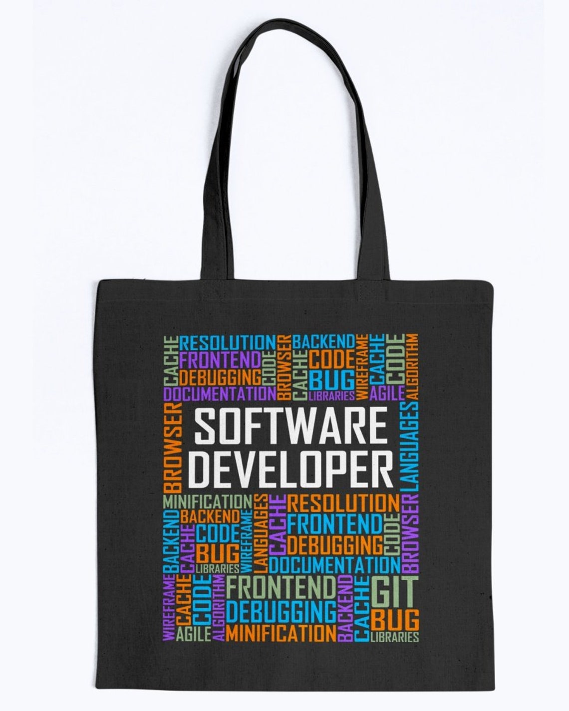 Software Developer Words Tote Bag Programmer T Co Worker Etsy