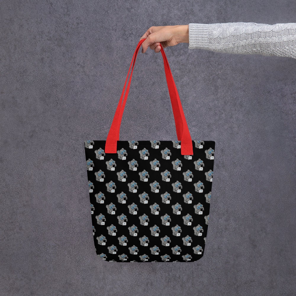 Geek Elephant Black Pattern Tote Bag All Over Print Elephant | Etsy