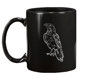 Crow Coffee Mug, Crow Art, Crow Lover, Crow Symbolism, Crow Drinkware ...
