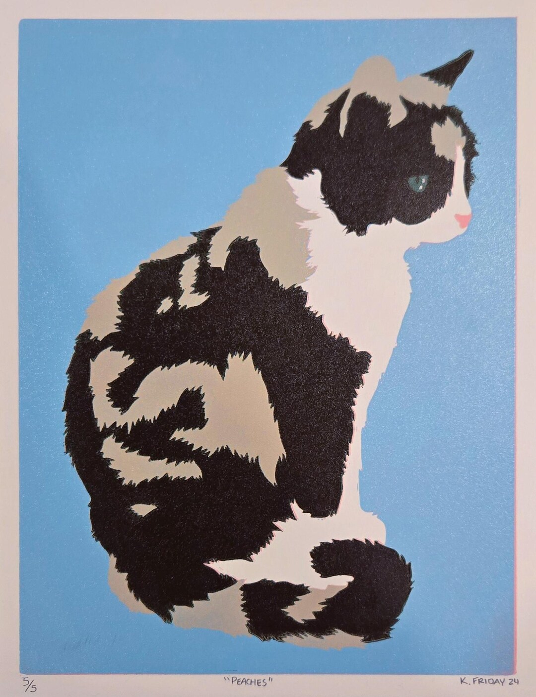 Peaches Cat Print | Limited Edition | 13 In. 10 In. | Original High ...
