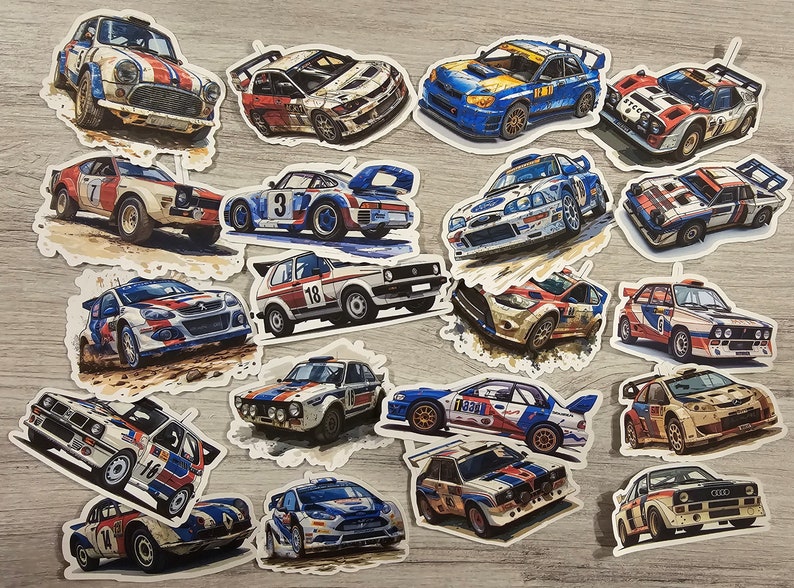 Cartoon Rally Car Sticker Pack of 20 Stickers. ~2 Inches. - Etsy