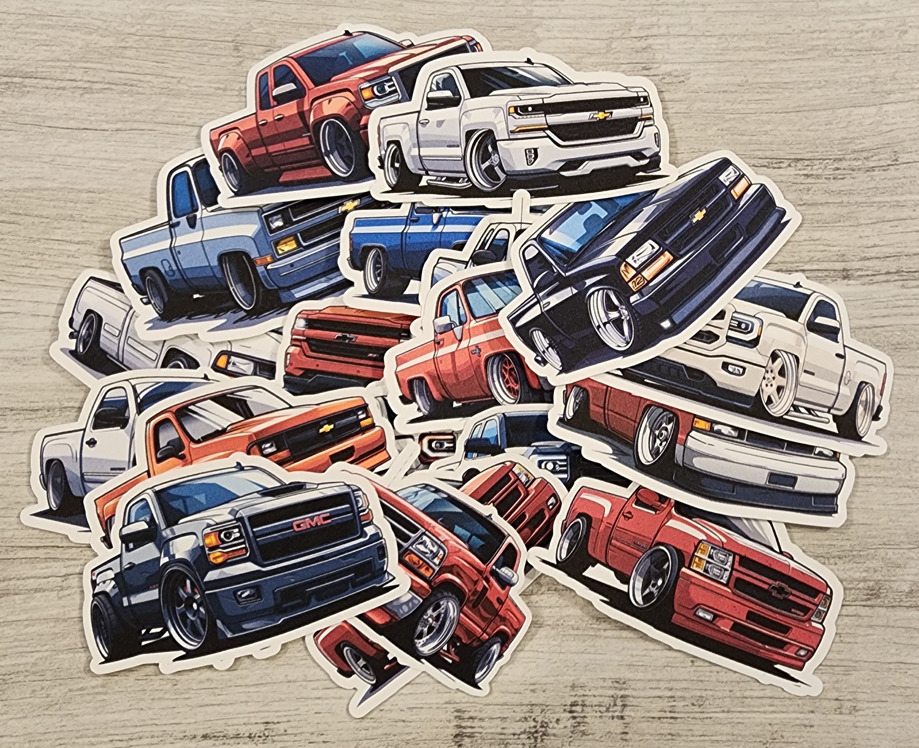Cartoon Lowered Truck Sticker Pack of 20 Stickers. ~2 Inches. - Etsy