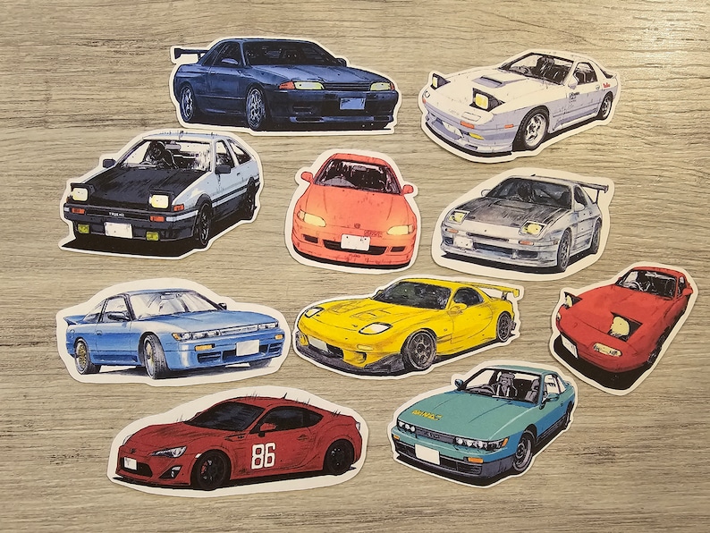Initial D Anime Car Sticker Pack of 10 Stickers. 2.5 3.5 Inches. - Etsy