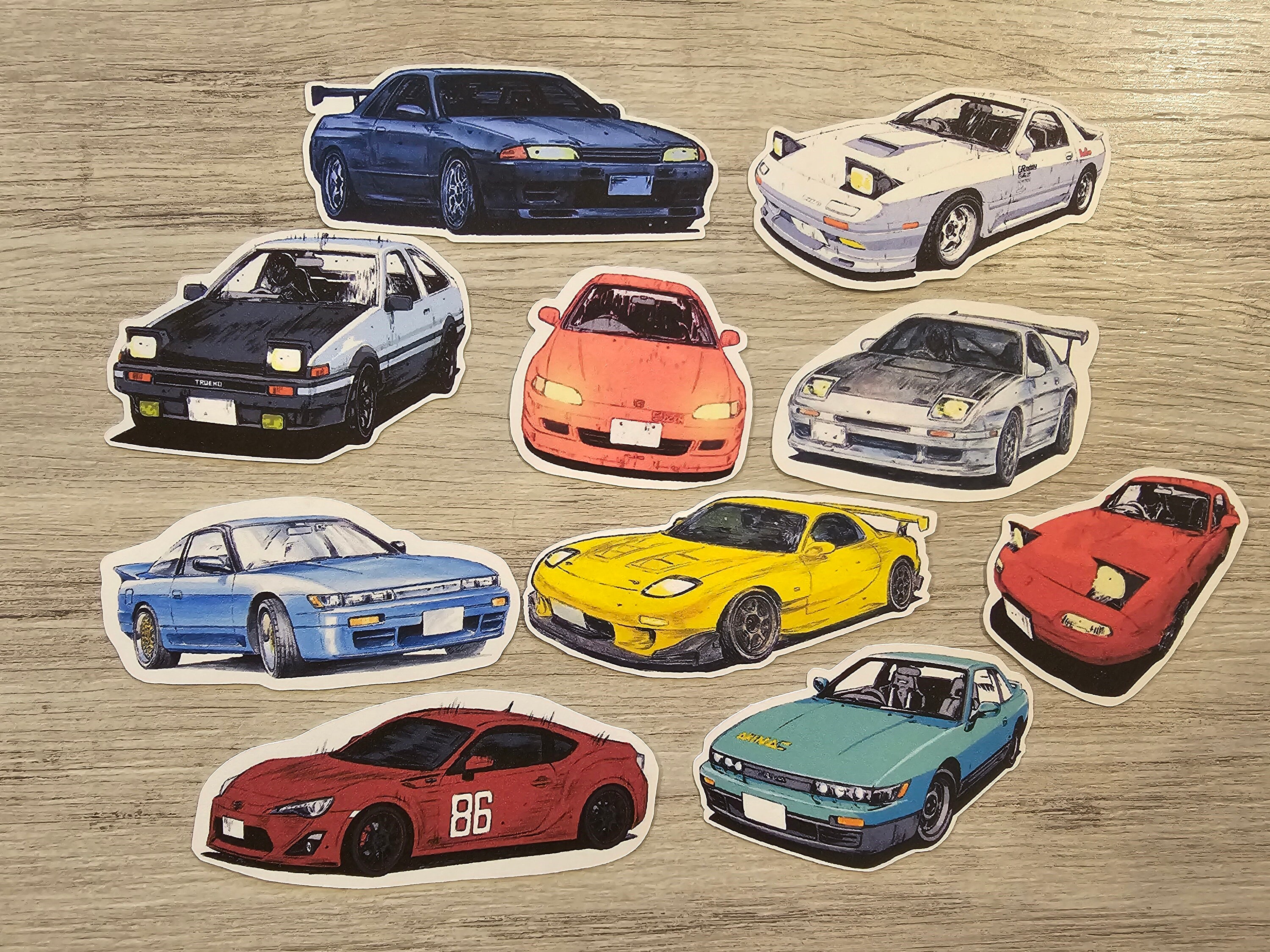 Initial D Anime Car Sticker Pack of 10 Stickers. 2.5 3.5 Inches. - Etsy