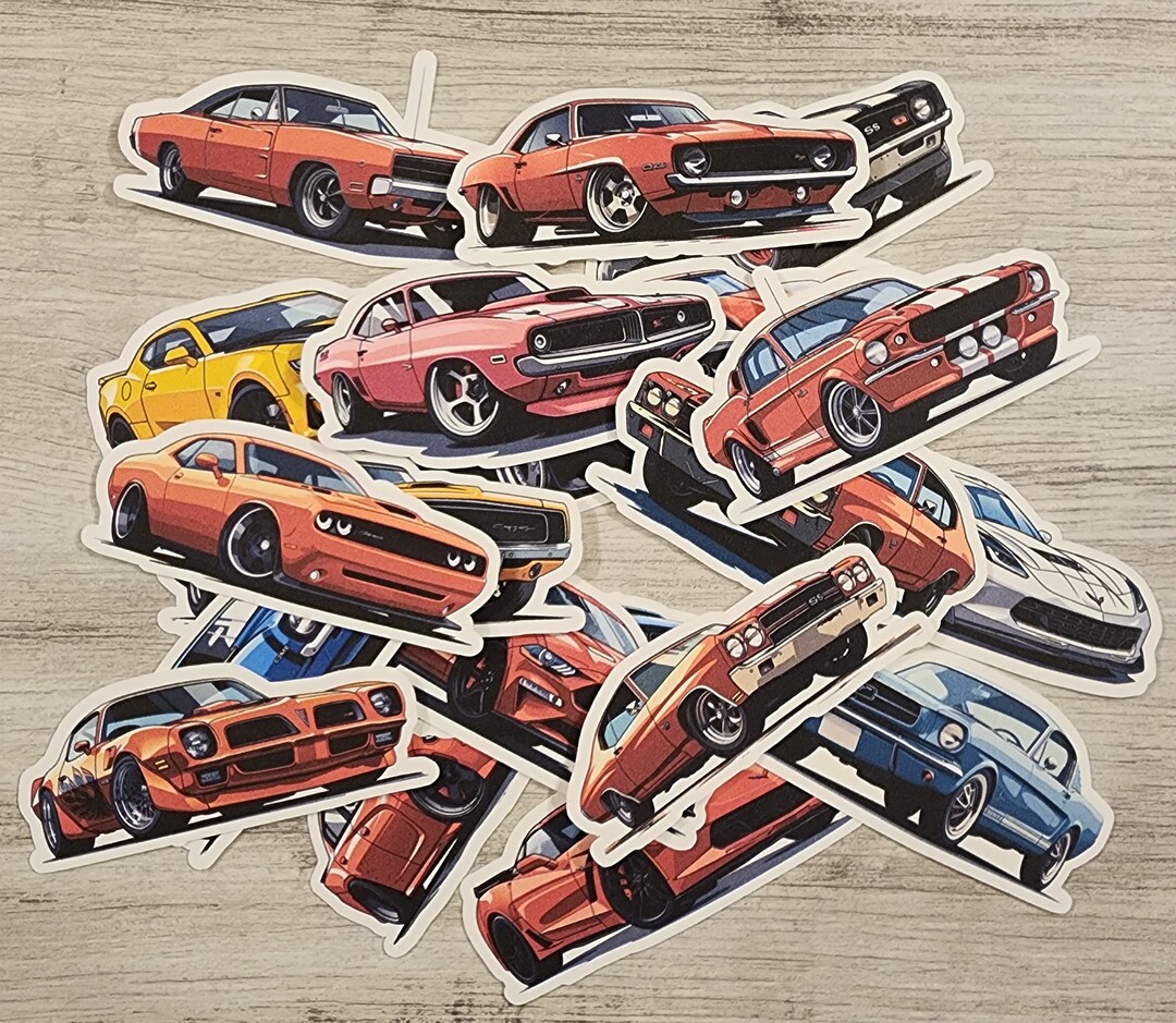 Cartoon American Muscle Car Sticker Pack of 20 Stickers. ~2 Inches. - Etsy