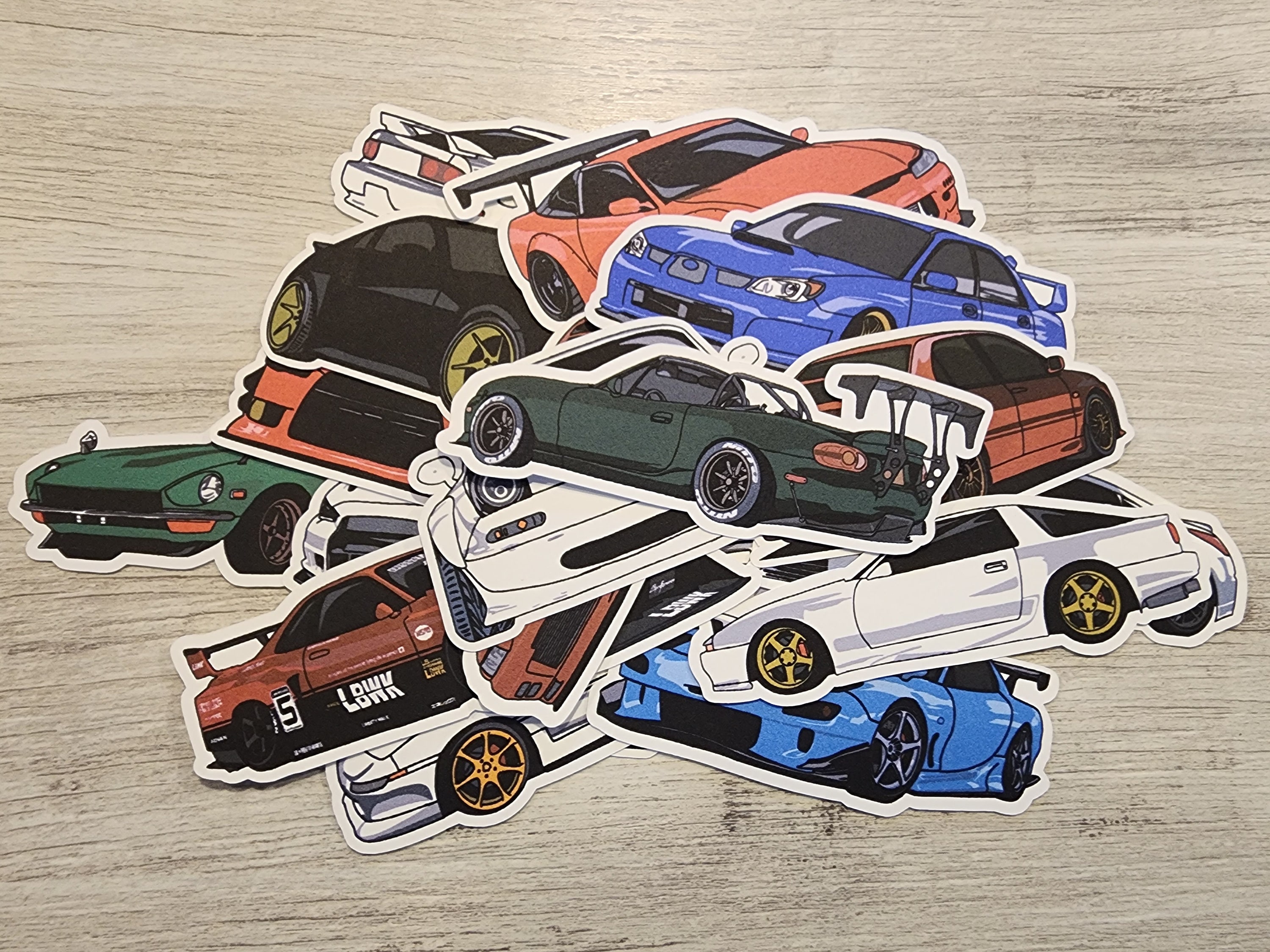 Hand Drawn JDM Cars Sticker Pack of 18 Stickers. 3.5 4.5 Inches. - Etsy