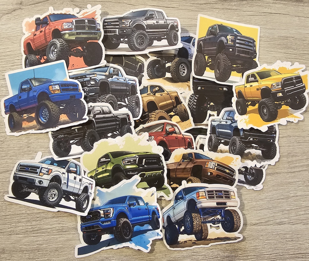 Cartoon Lifted Truck Sticker Pack of 20 Stickers. ~2 Inches. - Etsy