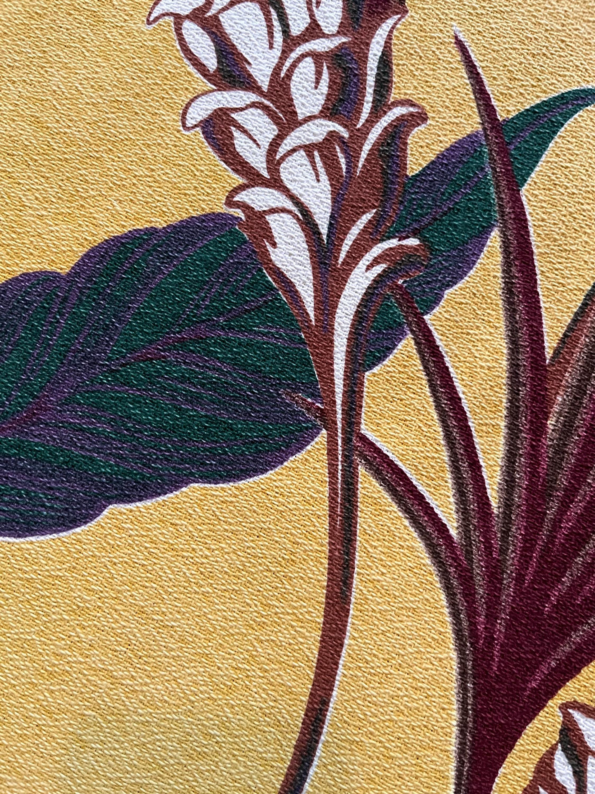 Mid-century Botanical | Cotton Barkcloth Fabric by the Half Yard, 55 ...