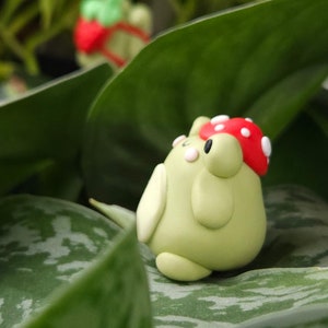 Mushroom Hat Frog Plant Buddy, Toad Pot Pal, Friend, Cute, Kawaii, Home ...