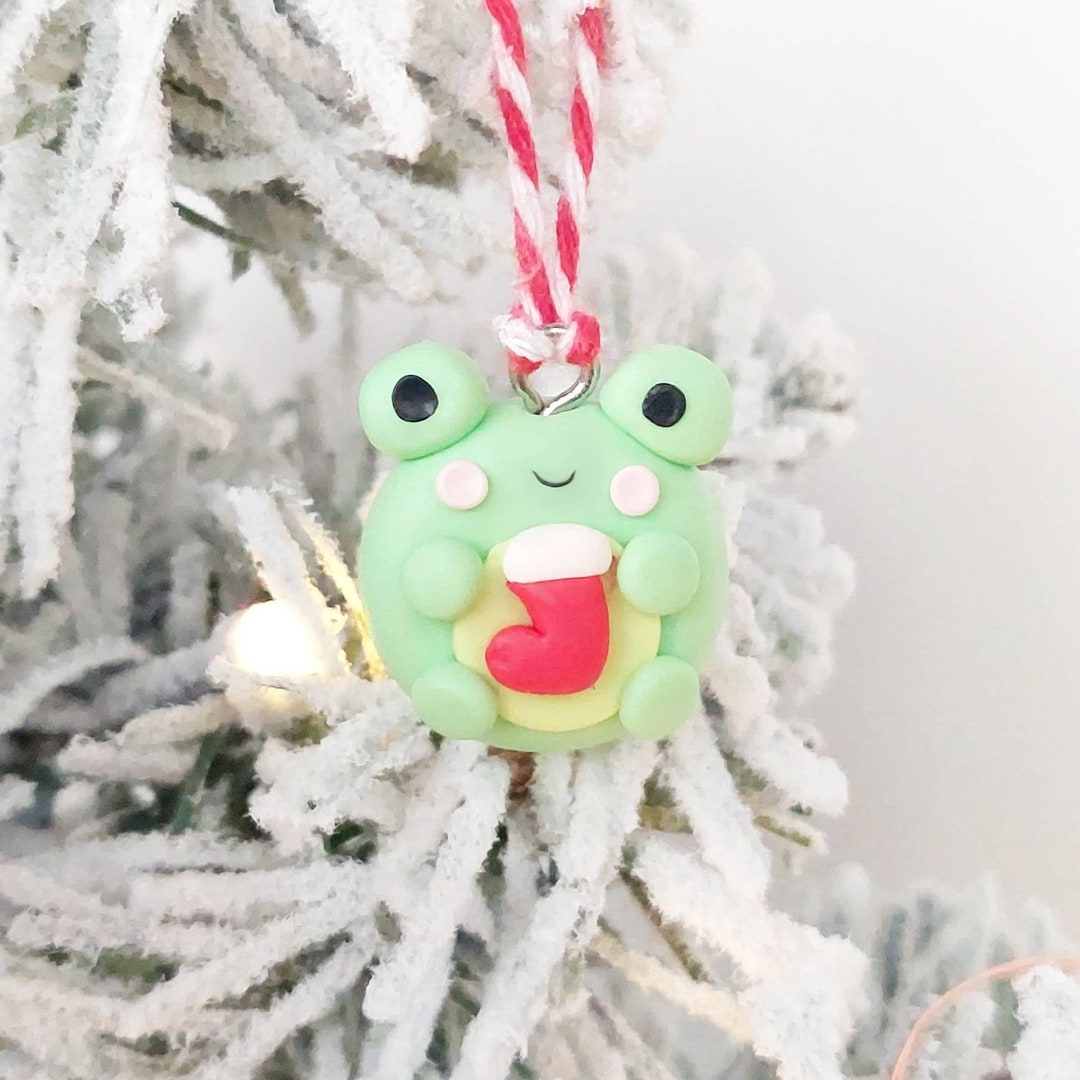 Frog With Stocking Tree Ornament, Decoration Cute, Kawaii Stocking ...