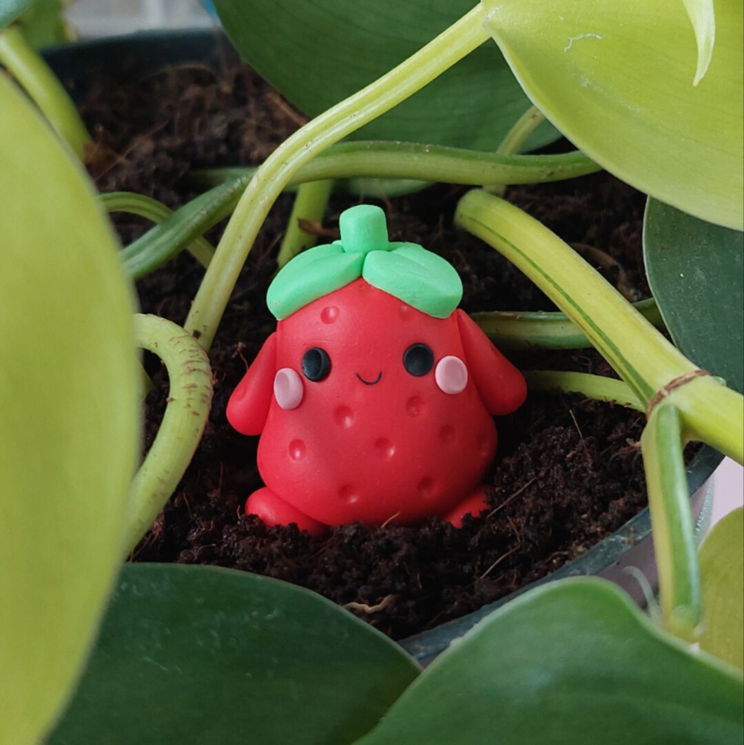 Strawberry Plant Buddy, Pot Pal, Friend, Cute, Kawaii, Home Garden ...