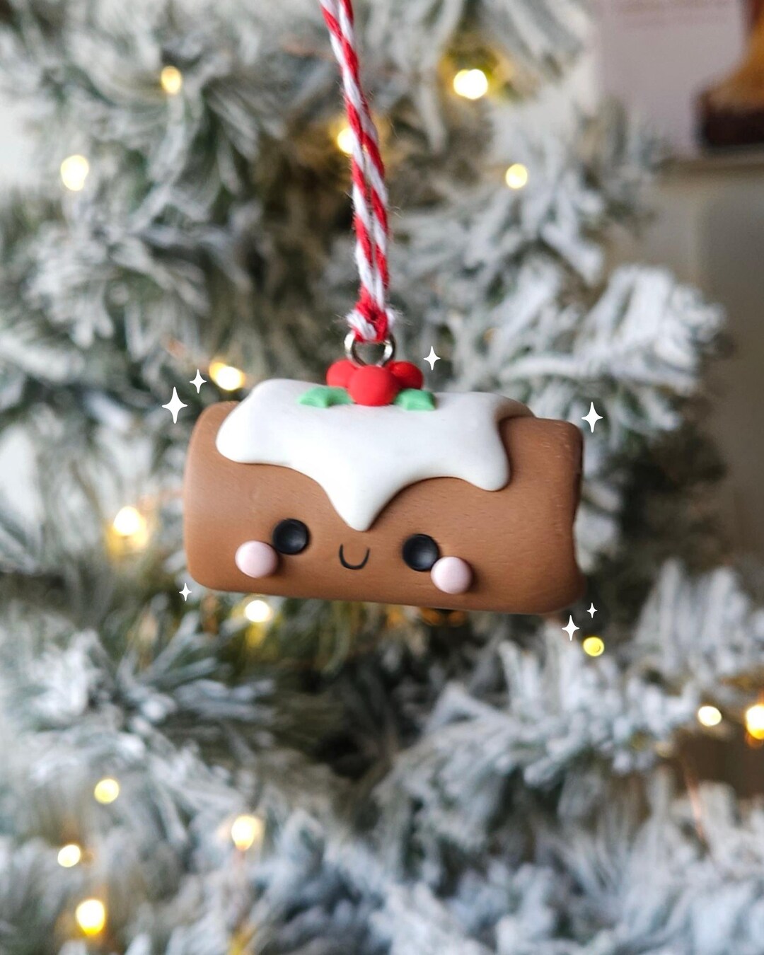 Adorable Yule Log Christmas Tree Decoration– Handmade Polymer Clay ...