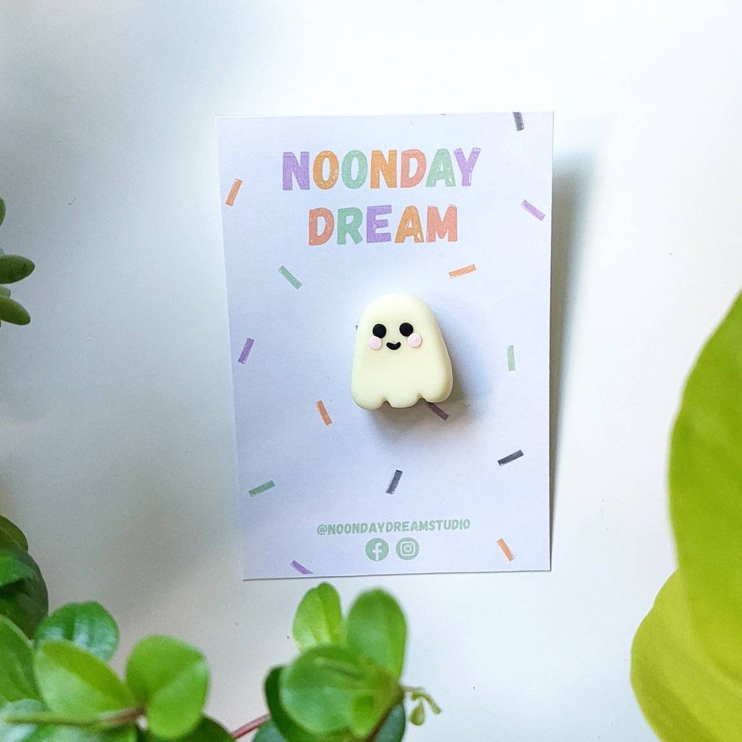 Little Ghostie Glow in the Dark Pin, Polymer Clay Ghost, Handmade Pin ...