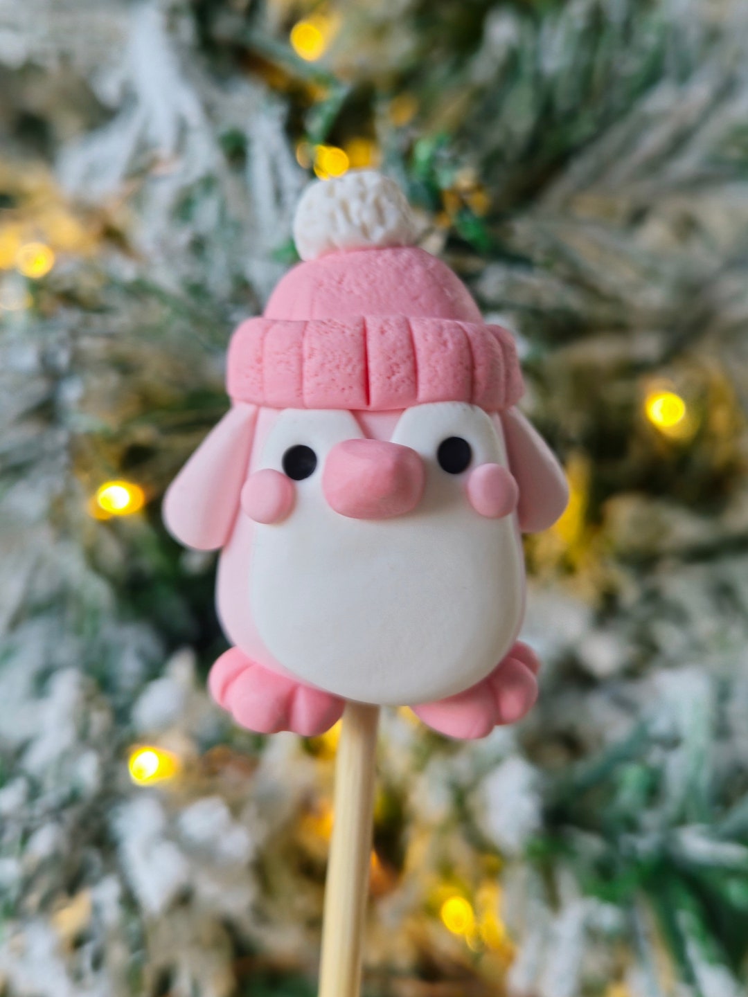 Pink Penguin With Hat, Keychain, Charm, Plant Pot Accessory, Figurine ...