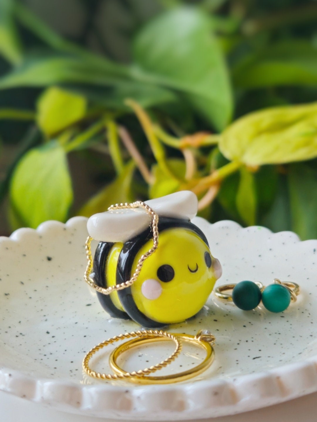 Bumblebee Trinket Dish, Ring Tray, Clay Jewellery Storage, Handmade ...
