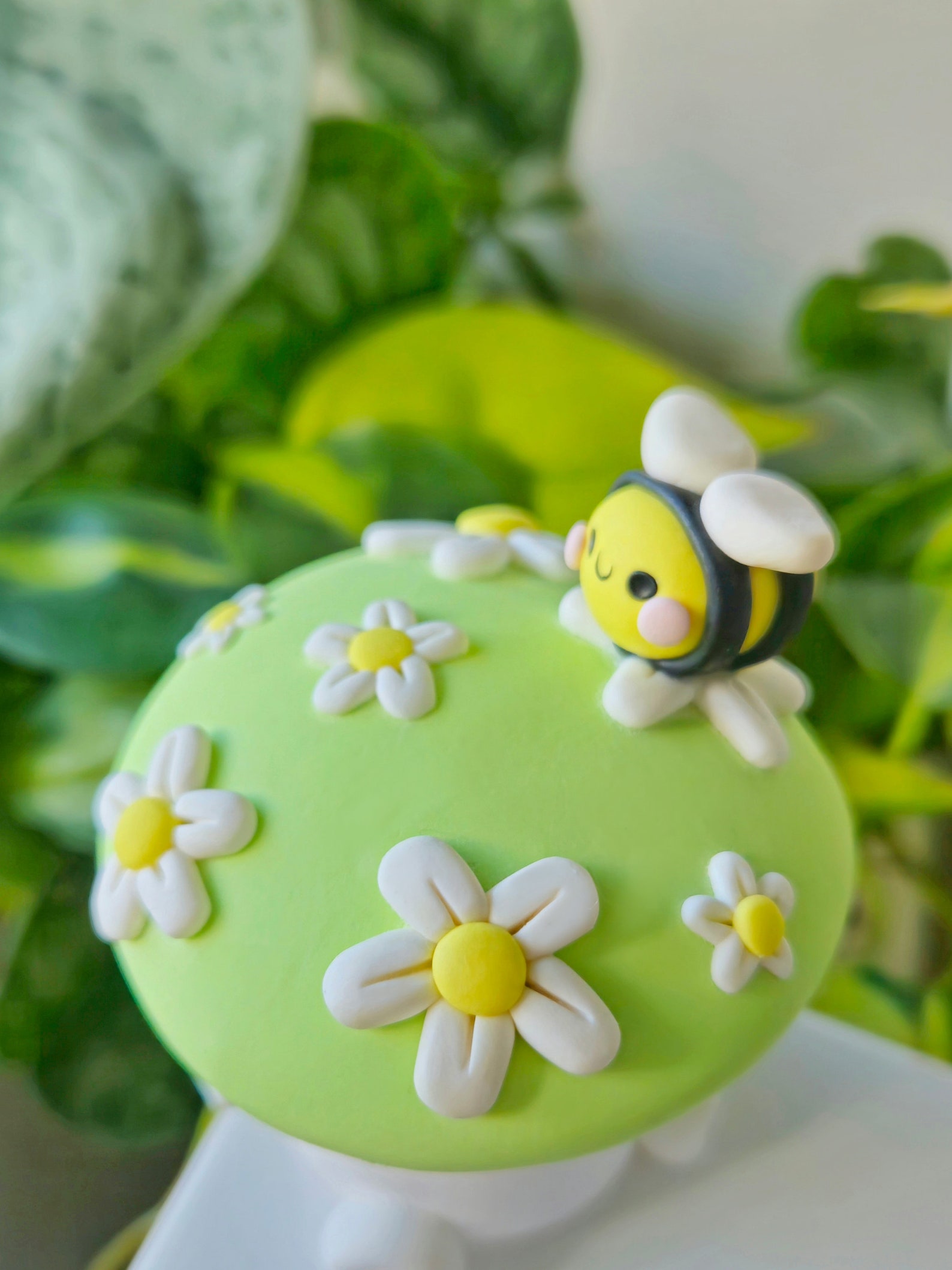 Large Bumblebee Daisy Mushroom, Keychain, Charm, Plant Pot Accessory ...