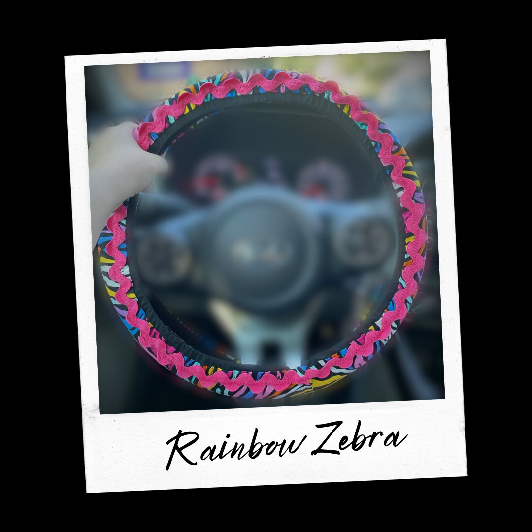 Rainbow Zebra Steering Wheel Cover - Etsy