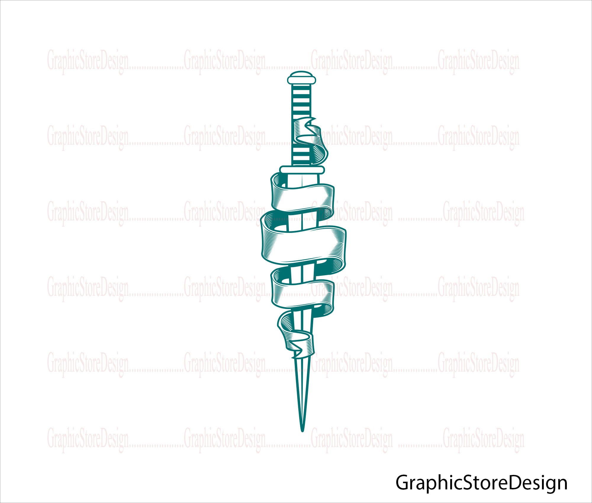 Sword Svg, Ribbon Sword Svg, Dagger Svg, Sword Silhouette, Ribbon Sword ...