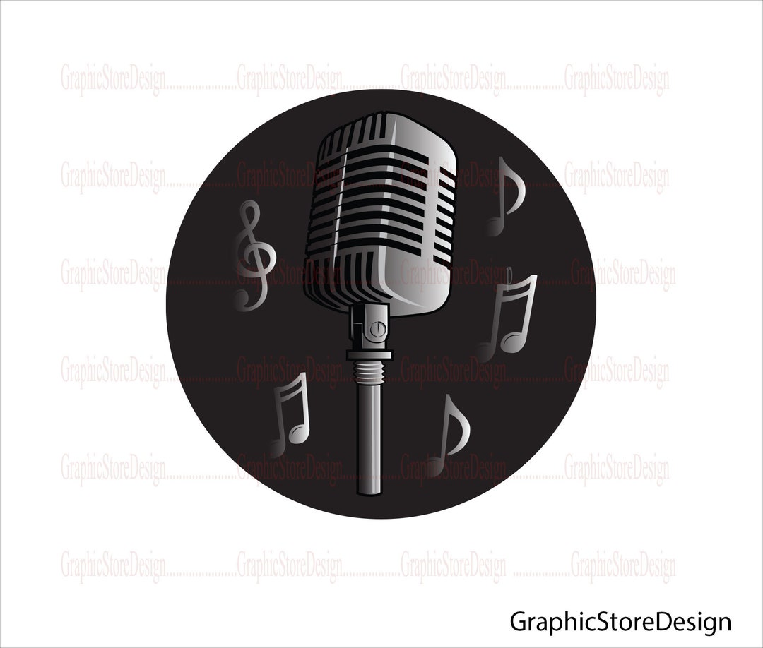 Microphone Svg, Vintage Microphone Svg, Music Svg Design, Microphone ...