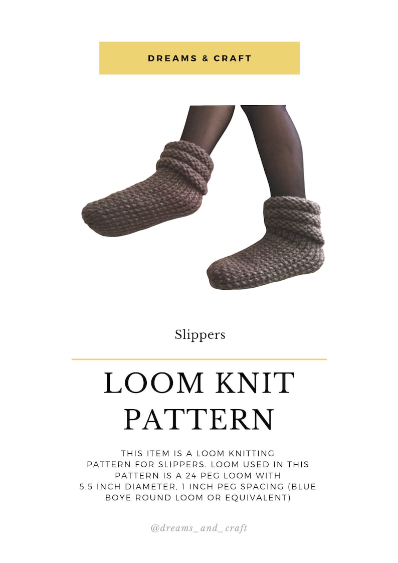 Loom Knitting Slippers Pattern for Round Looms - Etsy