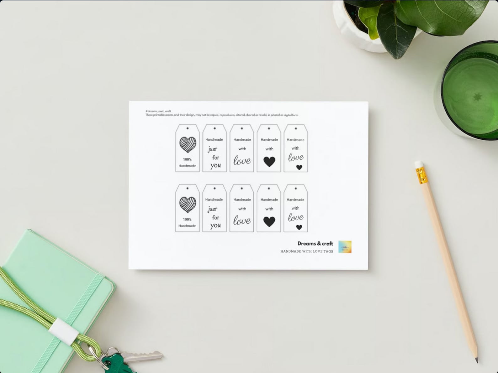 Printable Handmade With Love Tags -labels for Handmade Items - Etsy