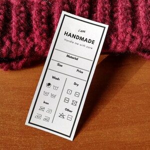 Printable Handmade Care Instructions Tags - Labels for Handmade Items ...