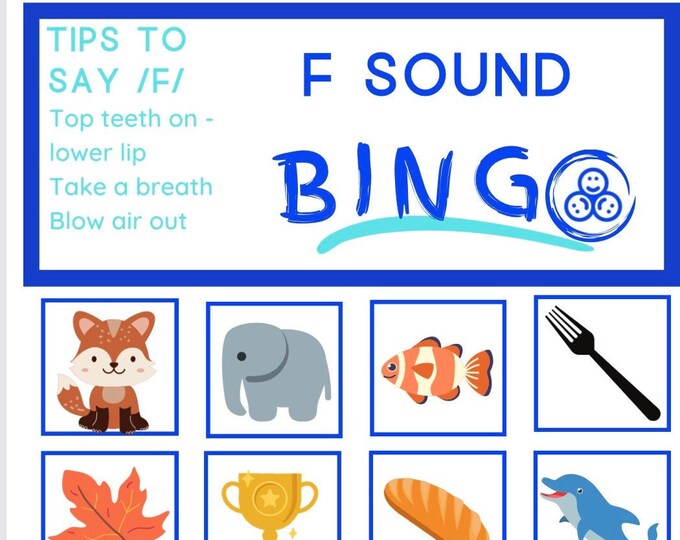 F and V Sounds Printable Bingo Matching Game-printable Speech Therapy ...