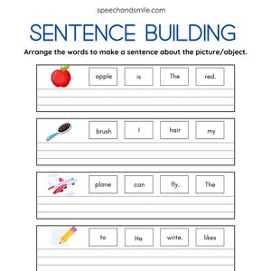 Build a Sentence Worksheet With Miniature Objects- Sentence Building ...