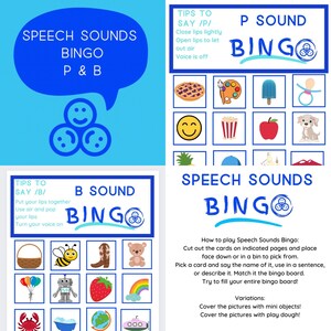 P and B Sounds Printable Bingo Matching Game-speech Therapy Printable ...