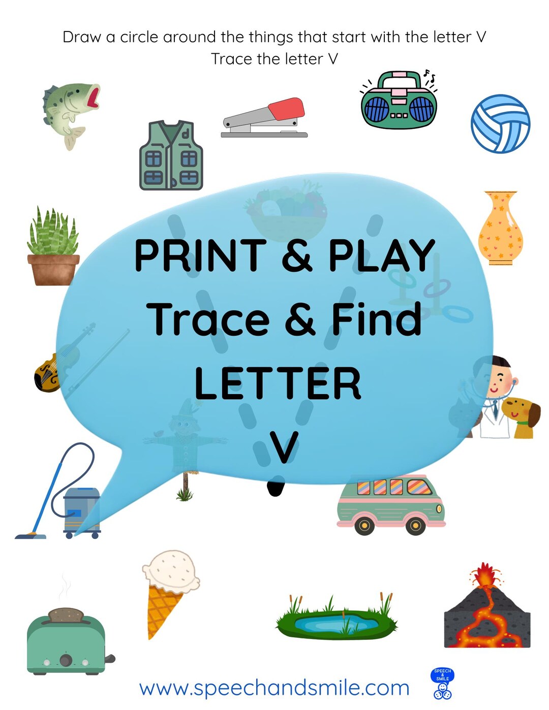 Print & Play Alphabet Worksheet - Letter V Activity Find and Circle ...