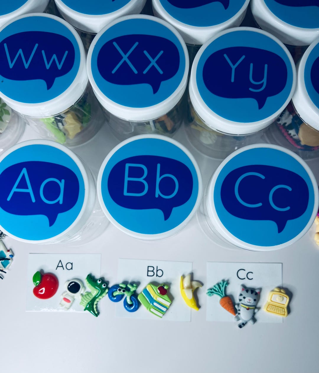 Alphabet Mini Objects Set in Jars – 7 per Letter | Beginning Sounds Set ...