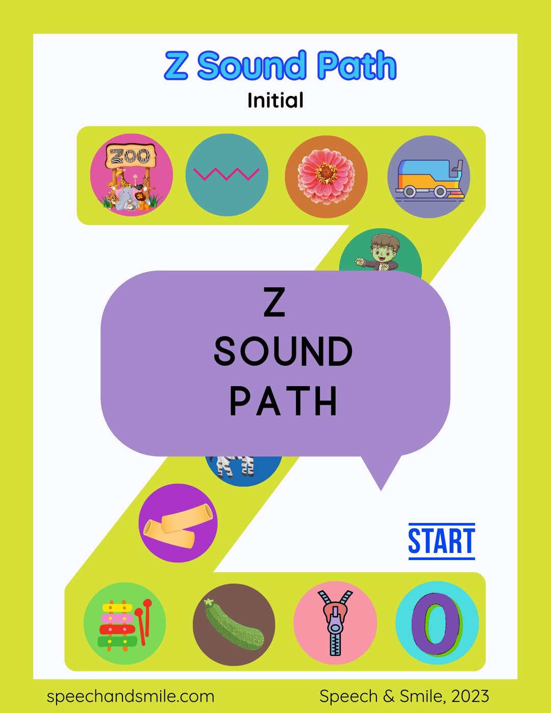 Letter Z Sound Printable Worksheet-sound Path for Speech Therapy ...