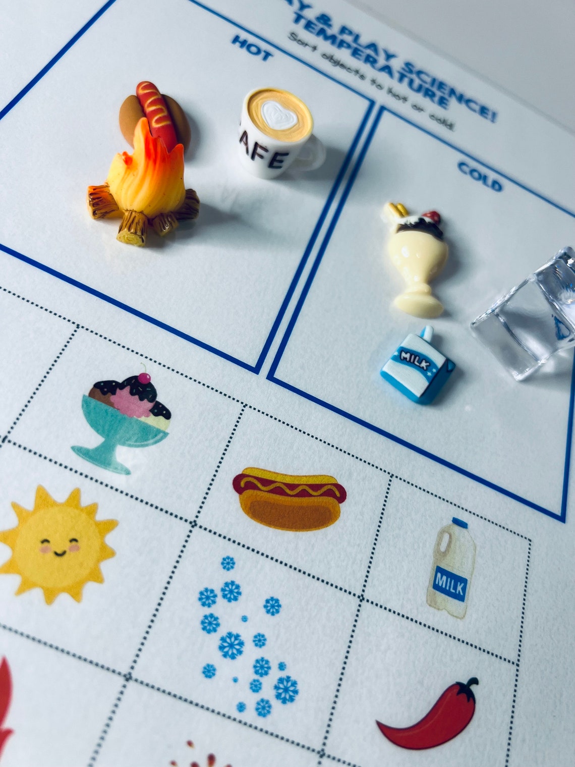 TEMPERATURE Preschool SCIENCE Sort Hot Cold Task Box With Mini Objects ...