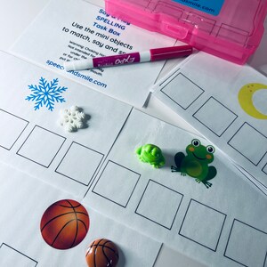 SPELLING Task Box 4 Four Letter Word Spelling With Cards and Miniature ...