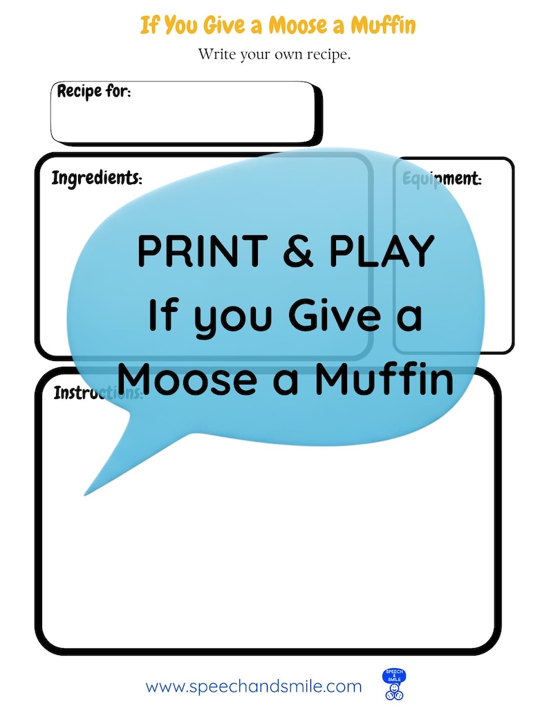 Story Kit Companion Pack - If You Give a Moose a Muffin- PRINTABLE ...